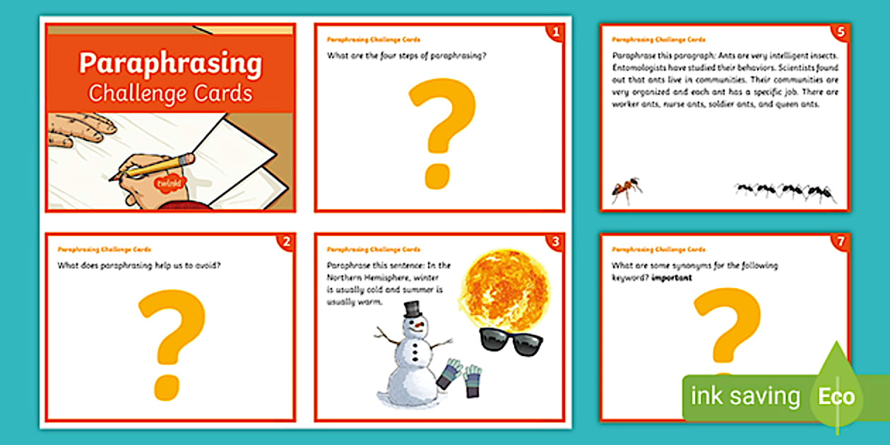 Paraphrasing Challenge Cards (Teacher-Made) - Twinkl