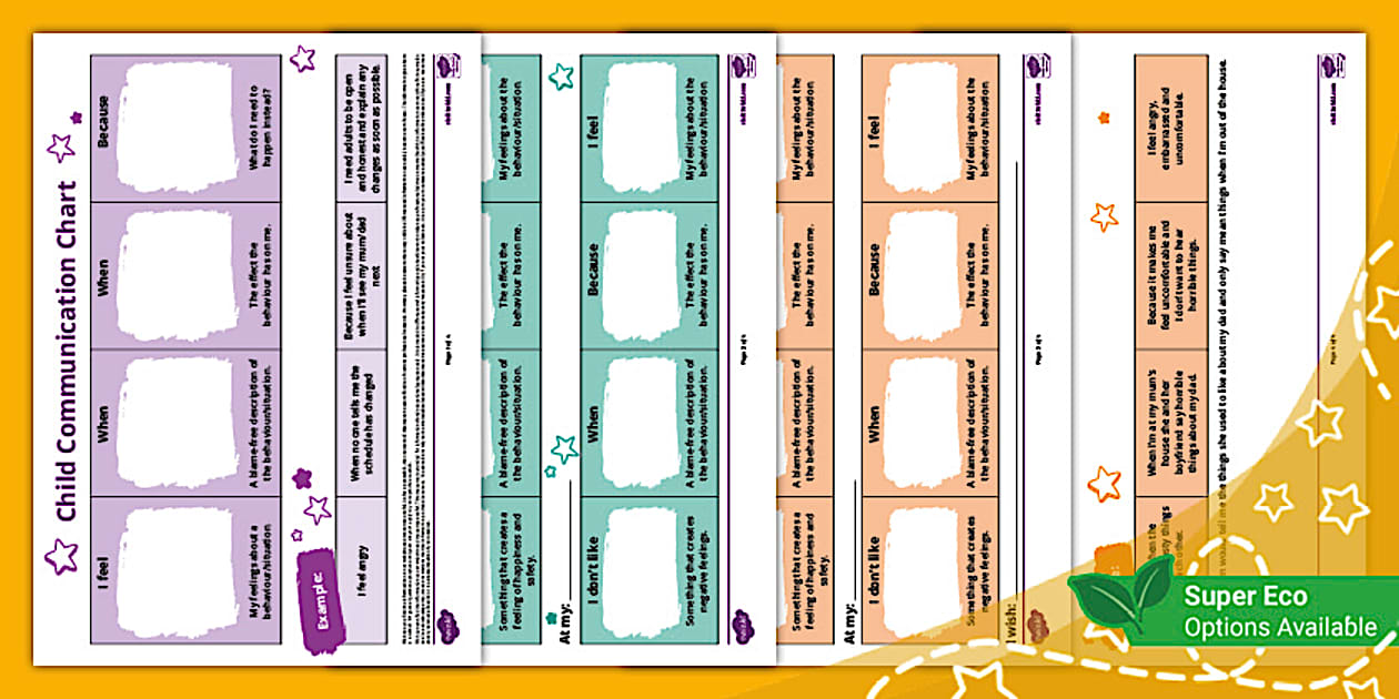 Child Communication Chart for Split Families - Twinkl