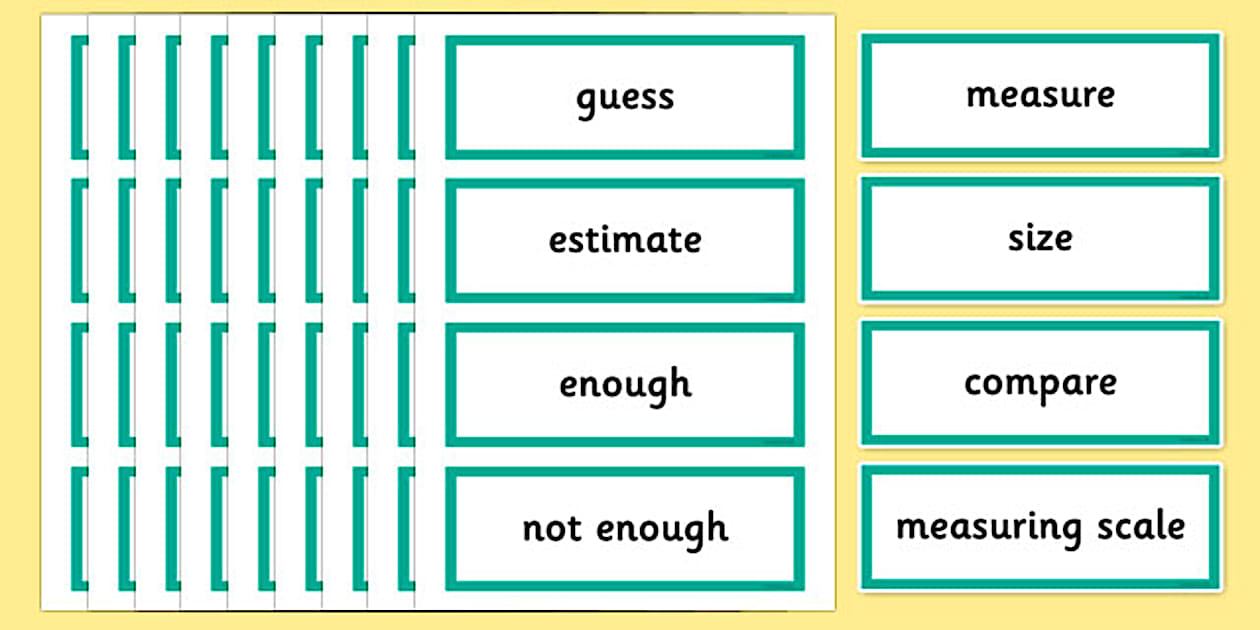 Grade 2 Maths Vocabulary Word Cards Measures Shape and Space