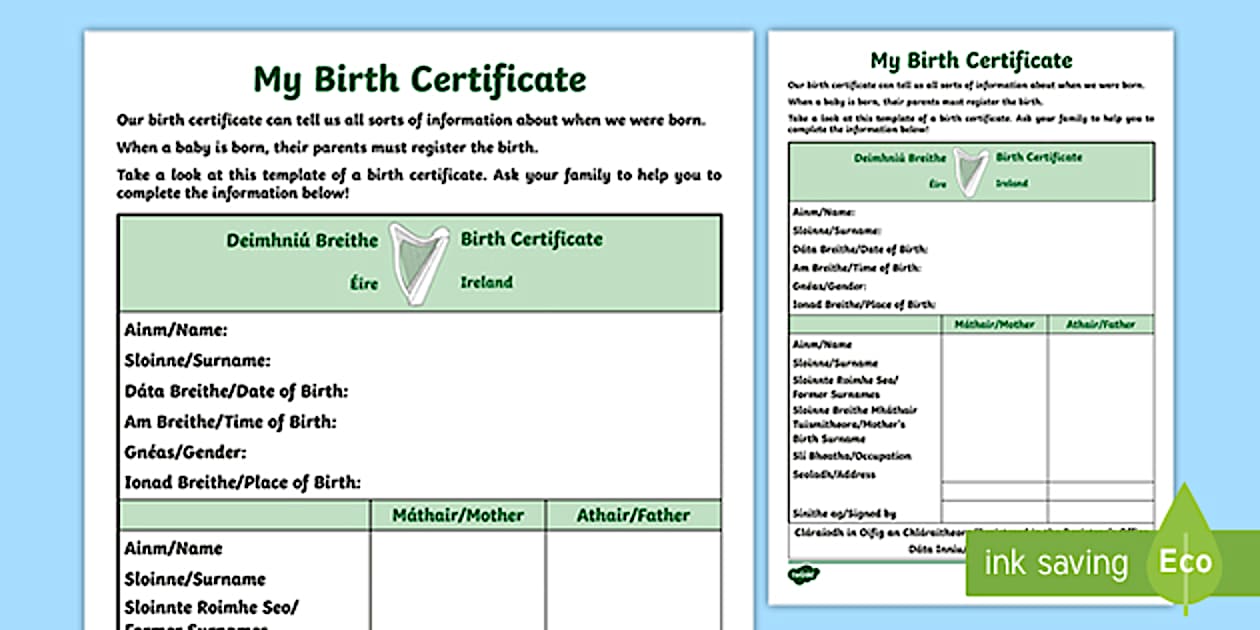 Gathering Evidence - My Birth Certificate Worksheet - Twinkl