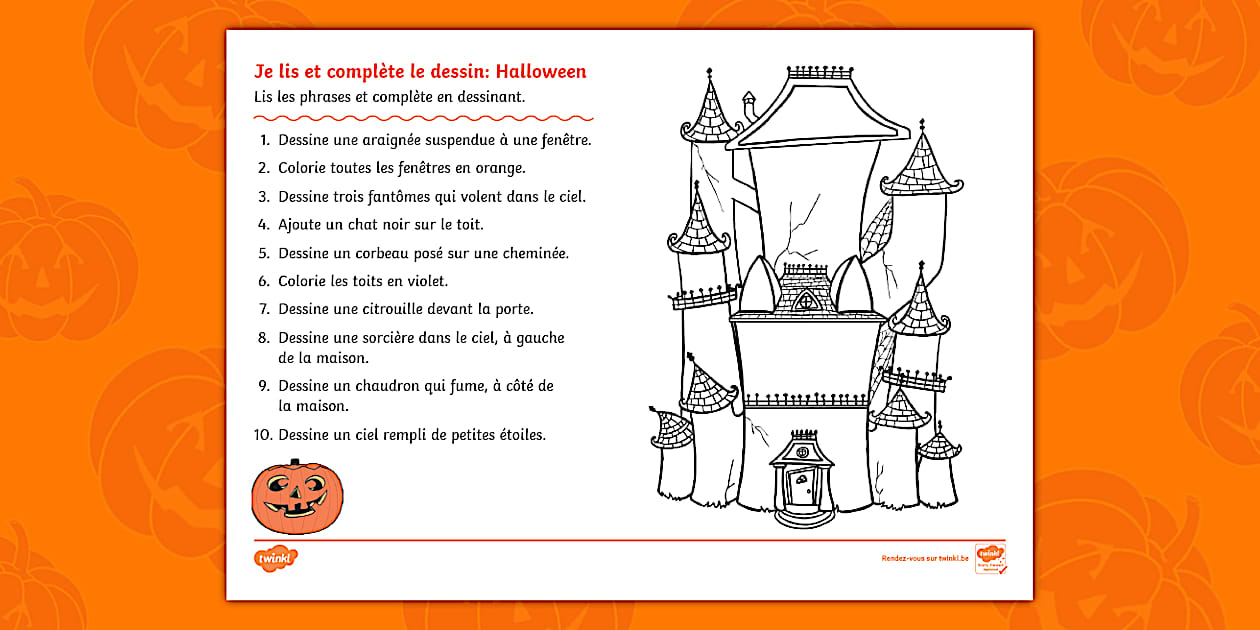Je lis et je dessine - Halloween (nauczyciel wykonał)