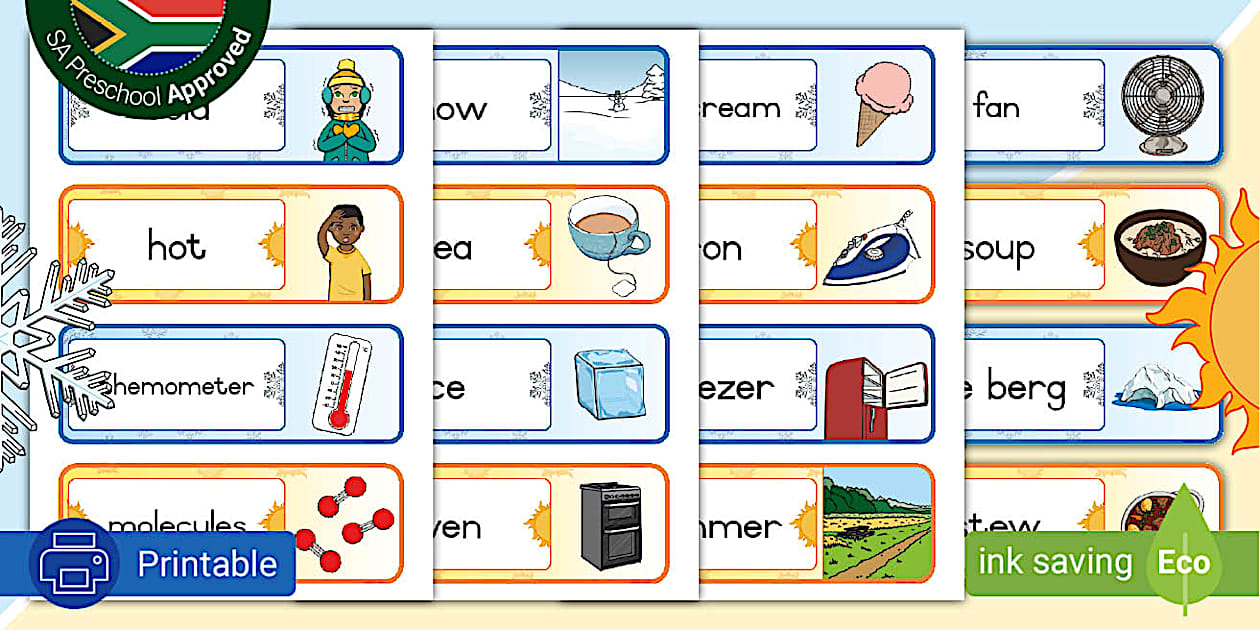 Hot and Cold Word Cards I Preschool Resource I Twinkl ZA