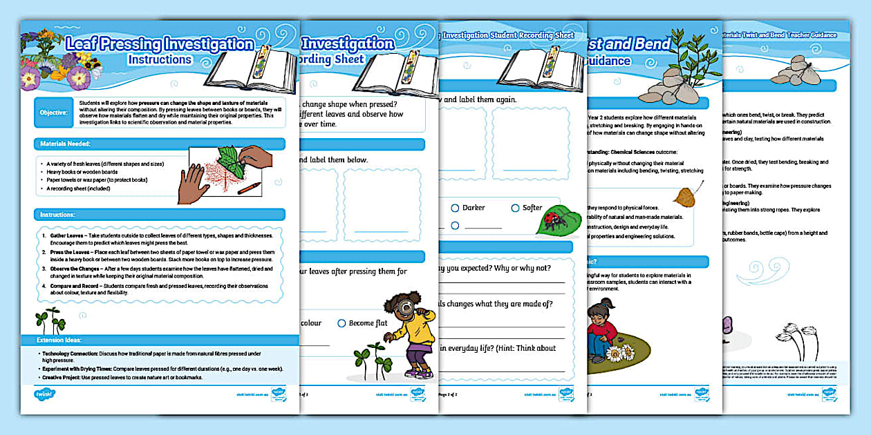 STEM Outdoors: Leaf Pressing Investigation (teacher made)
