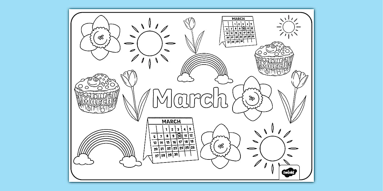 March Doodle Colouring Page (teacher made) - Twinkl