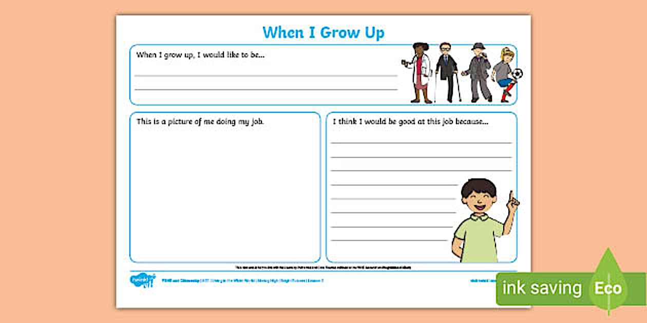 Editable Goals and Aspirations KS1 When I Grow Up Activity Sheet