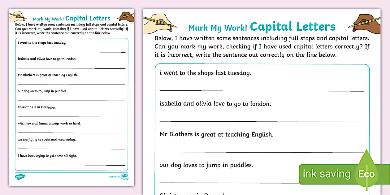 Mark My Work! Capital Letters (teacher made) - Twinkl