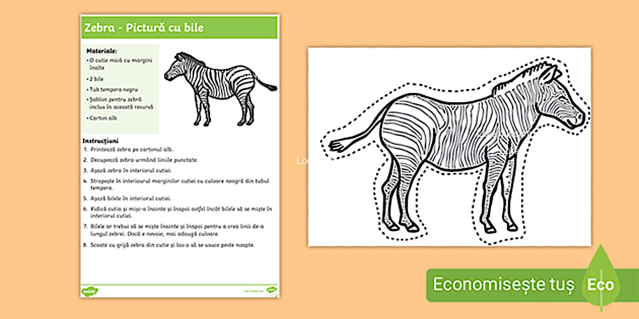 Zebra - Pictură cu bile (teacher made) - Twinkl