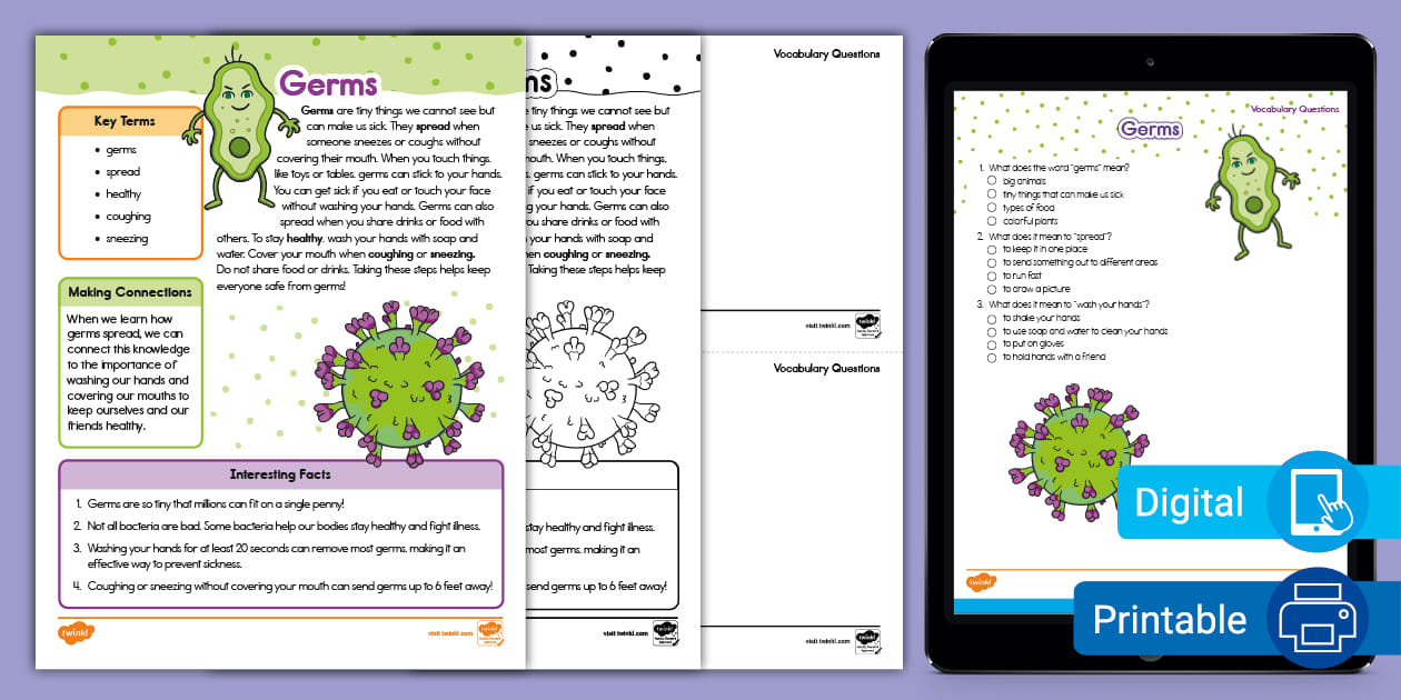 Second Grade How Do Germs Spread? Fact File and Vocabulary