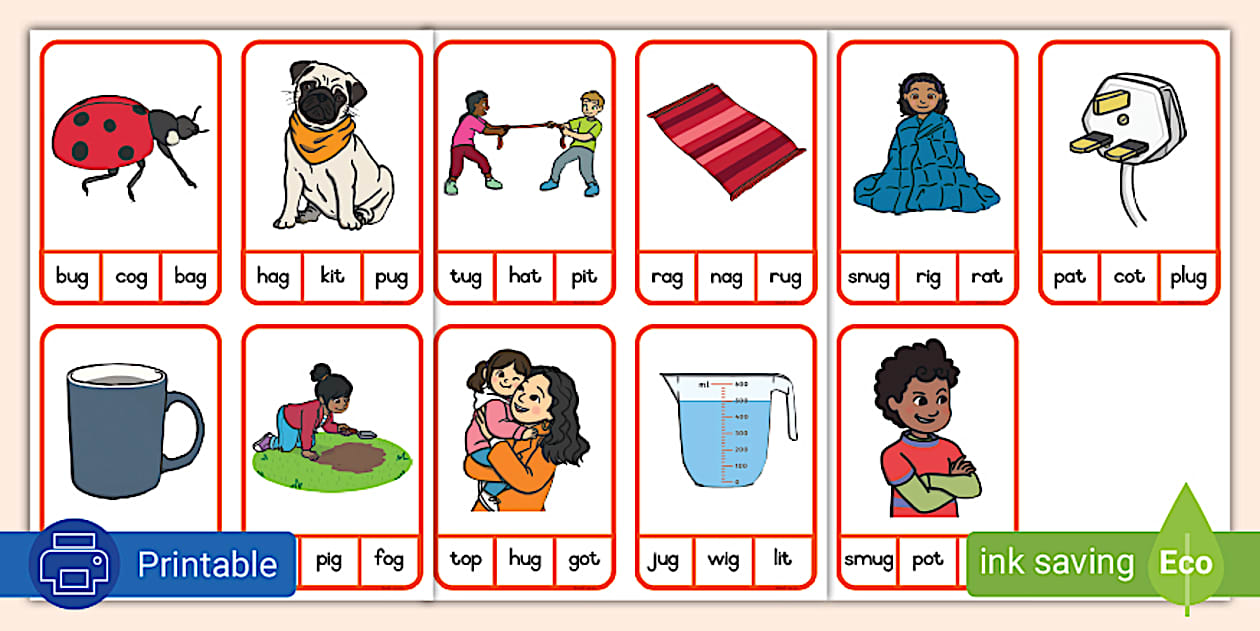 Grade 1 Phonics: -ug Sound Peg Card Activity