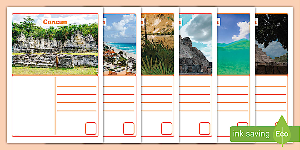 Cancun Themed Postcards (Teacher-Made) - Twinkl