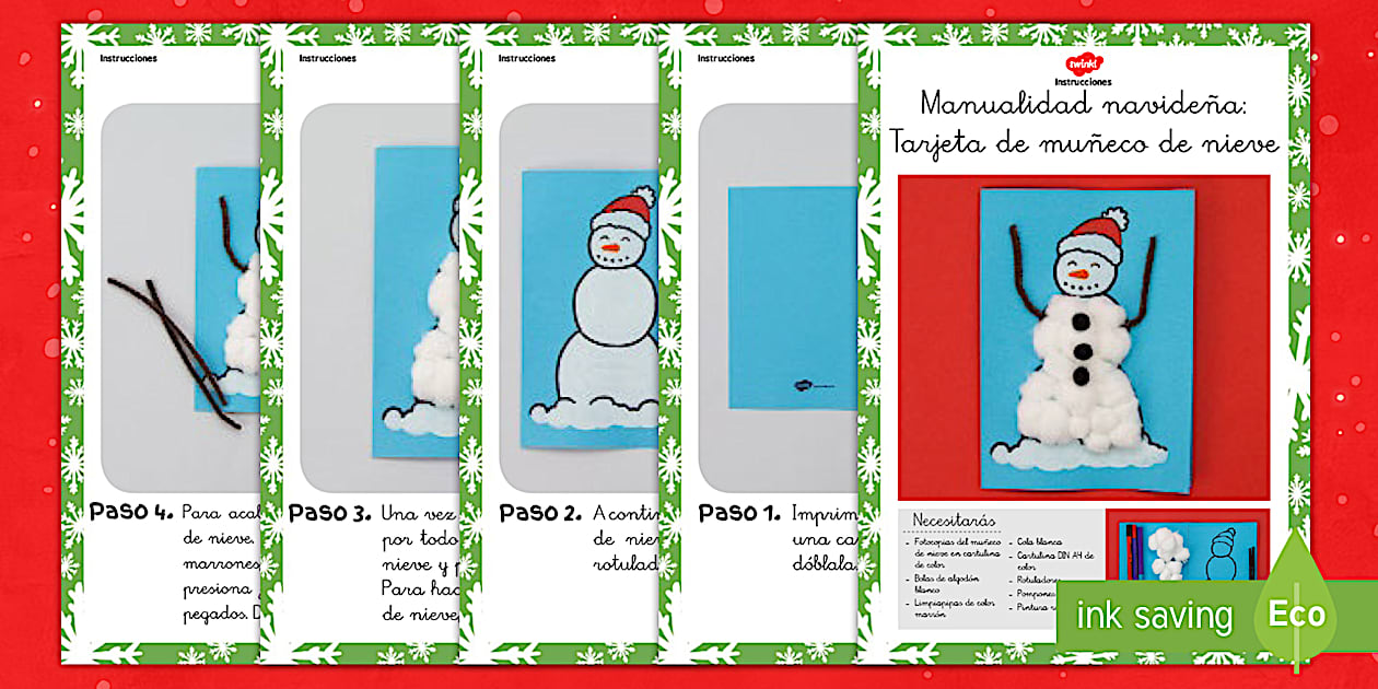 Manualidad: Tarjeta de muñeco de nieve paso a paso - Twinkl