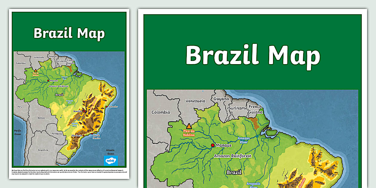 KS2 Brazil Display Map - KS2 (teacher made) - Twinkl