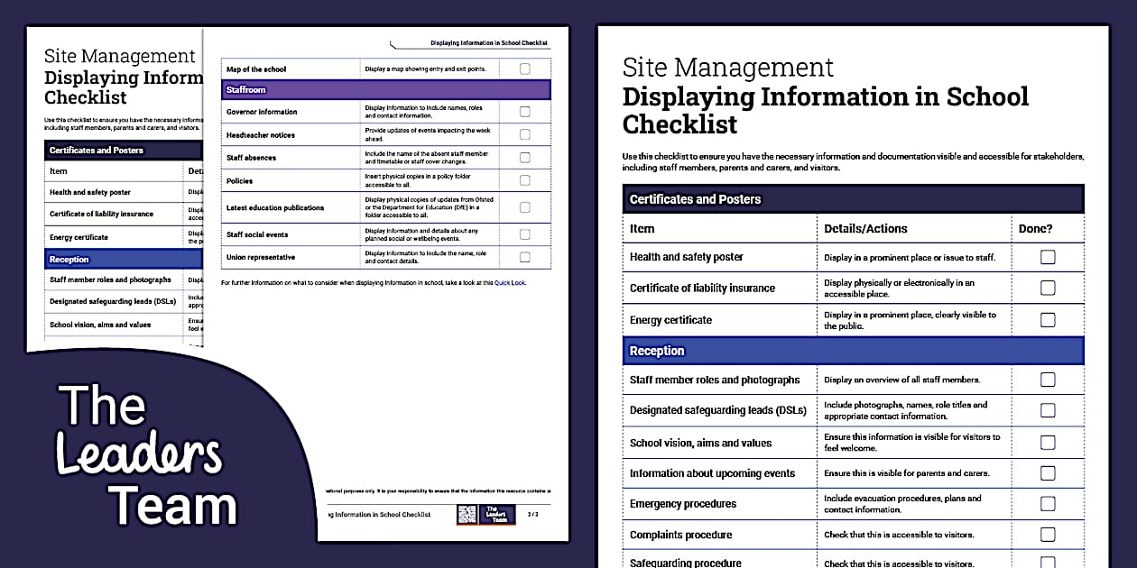 Displaying Information in School Checklist - SLT - Twinkl