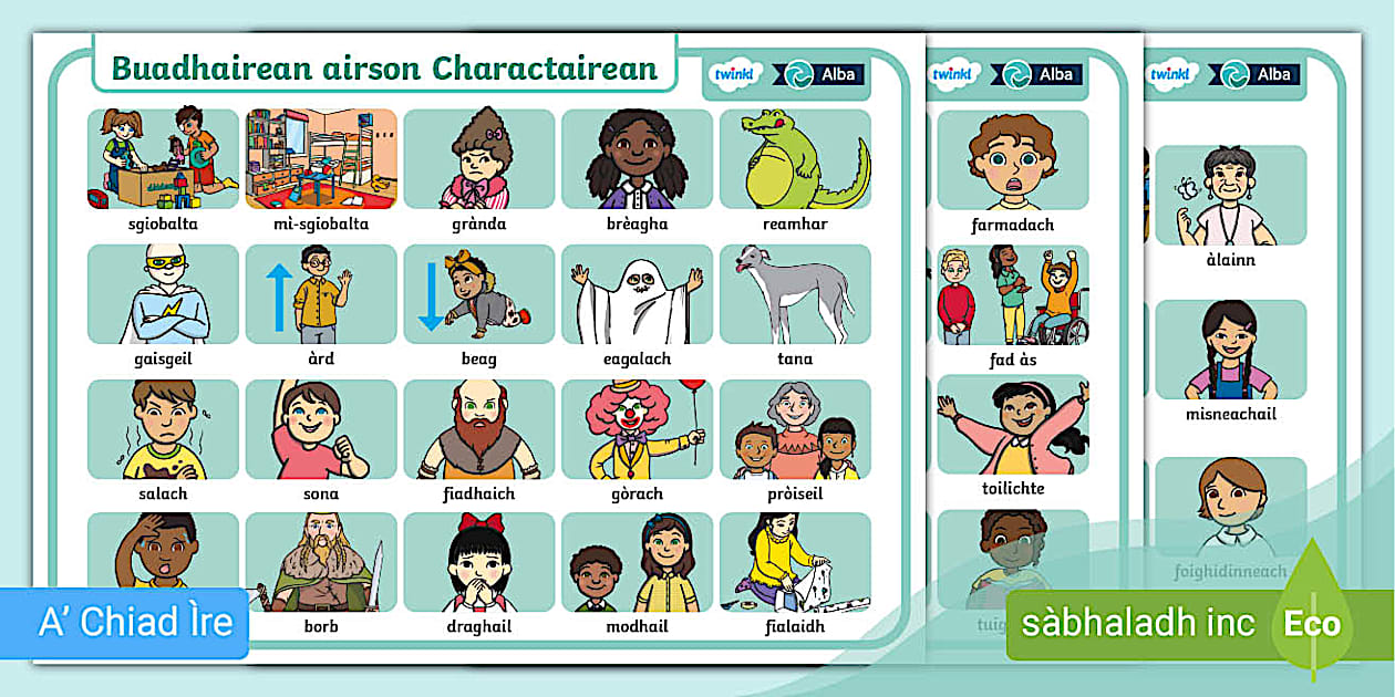 Brat-fhacail - Buadhairean airson charactairean