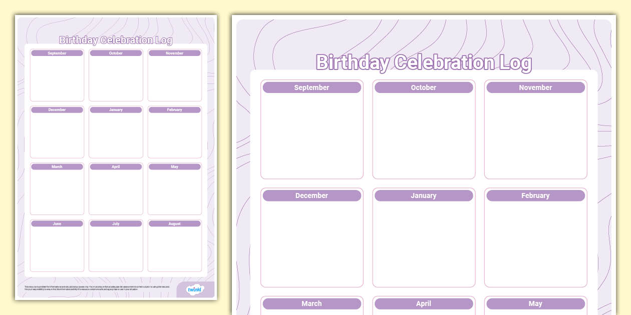 Birthday Celebration Log (teacher made) - Twinkl