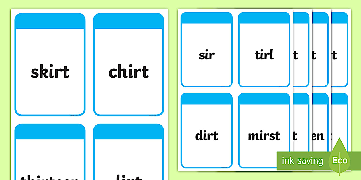 Phase 5 'ir' Words - Flashcards Real and Nonsense Words