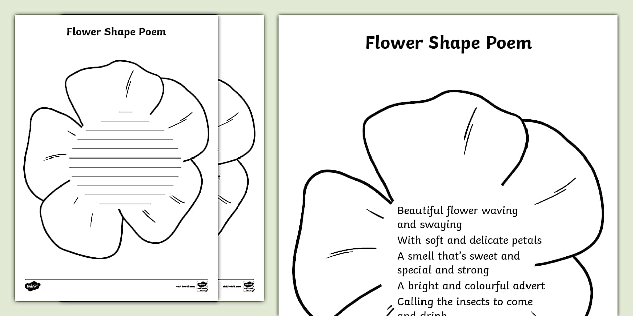 Flower Shape Poem Example and Template (teacher made)