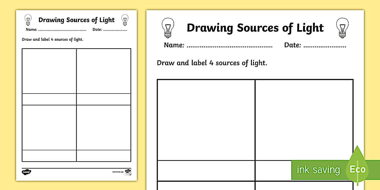 Sources of Light Worksheet (Teacher-Made) - Twinkl