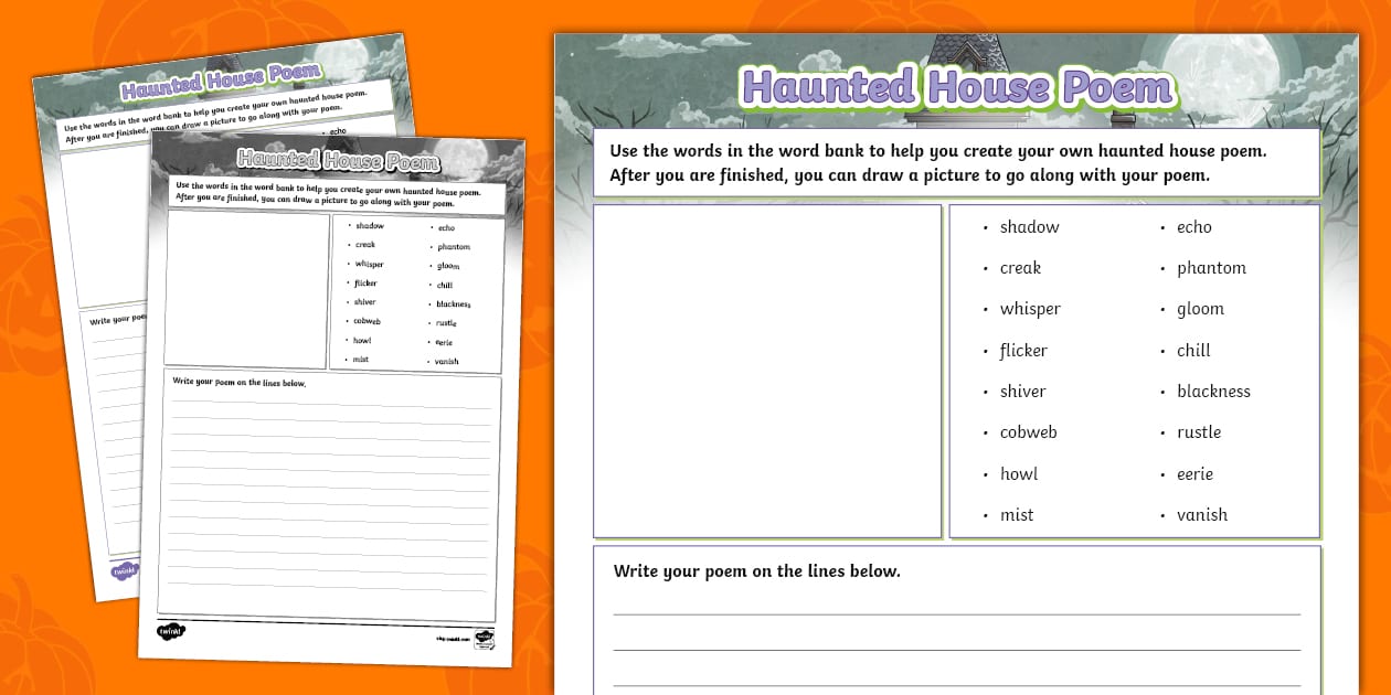 Haunted House Poem Writing Template (Teacher-Made) - Twinkl