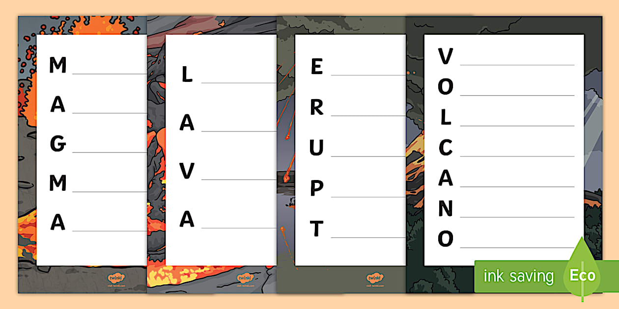 Volcano Acrostic Poem - Volcano Acrostic Poem (Teacher-Made)