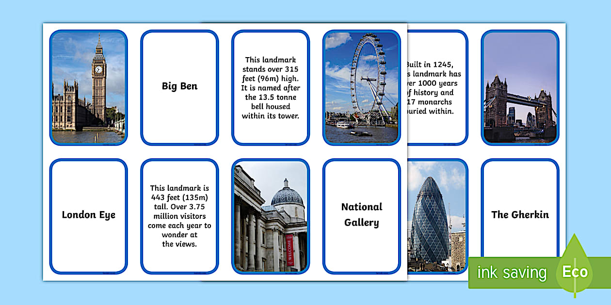 Landmarks in London Fact Matching Cards (teacher made)