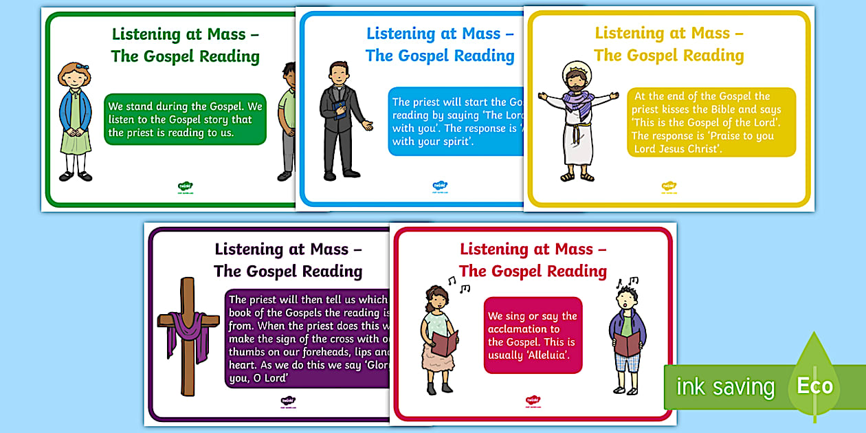ROI Listening at Mass - The Gospel Reading A4 Display Poster