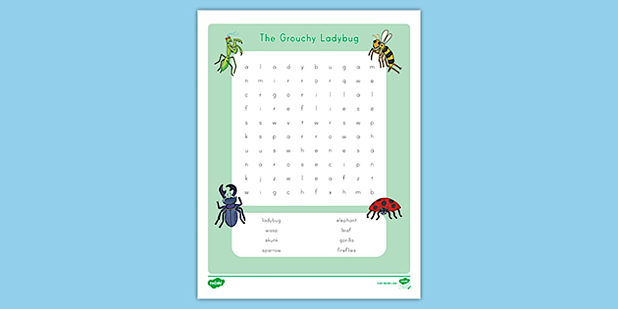 The Grouchy Ladybug Word Search (teacher made) - Twinkl