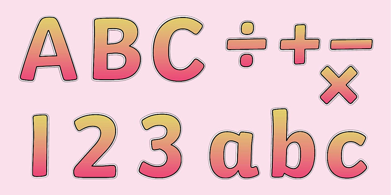 Cursive Display Lettering & Symbols (Orange Grad)