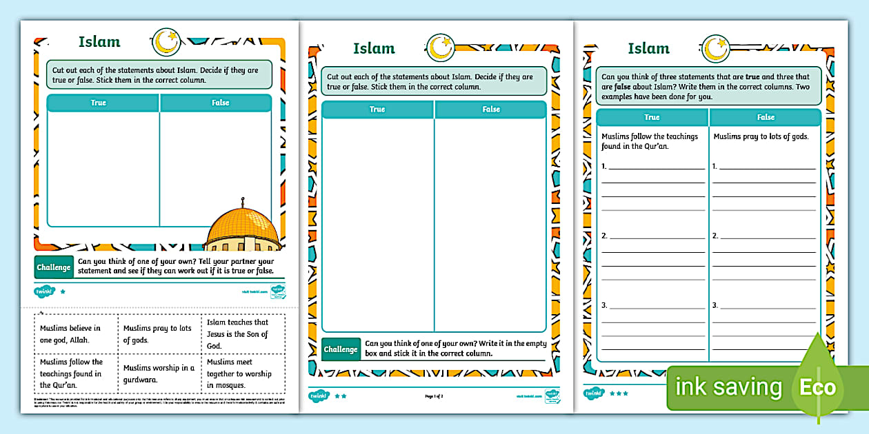 KS1 Islam Differentiated Activity Sheets (Teacher-Made)
