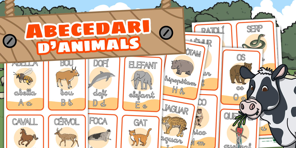 Targetes educatives: Abecedari d'animals - Català