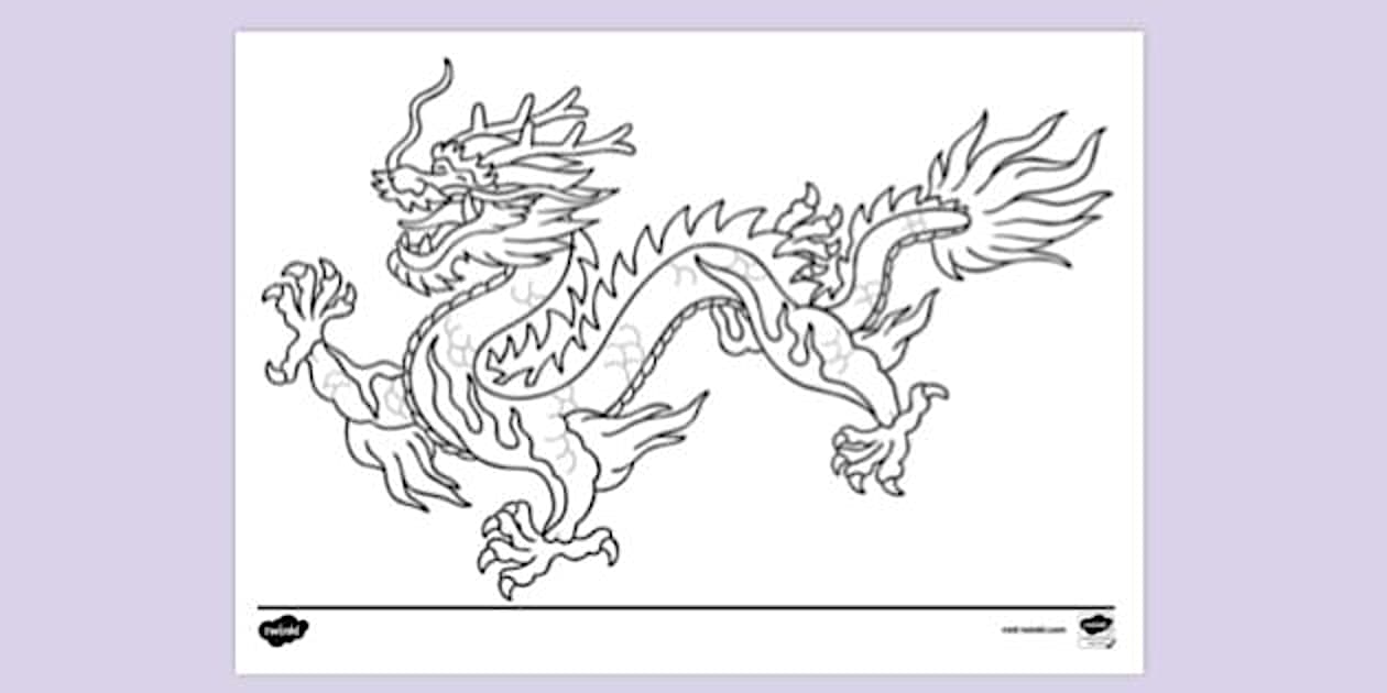 Easy Chinese Dragon Colouring Sheet (teacher made) - Twinkl