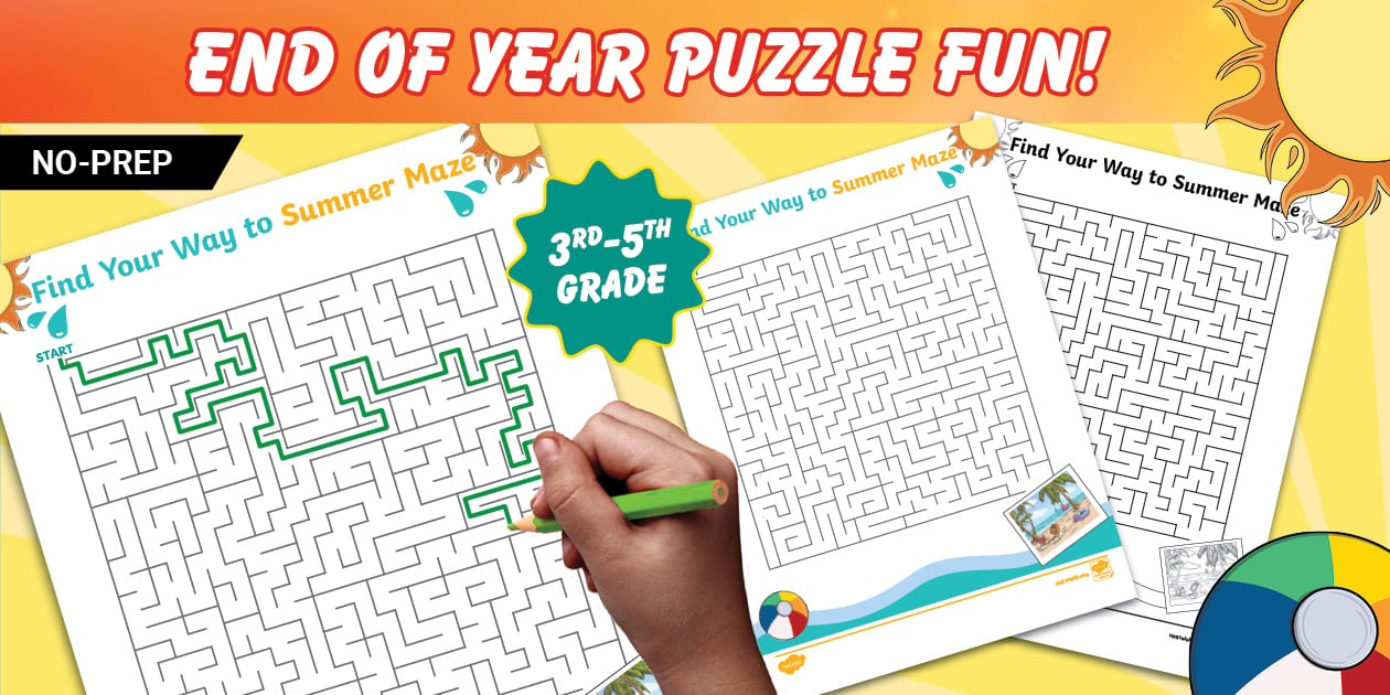 Find Your Way to Summer Maze for 3rd-5th Grade - Twinkl