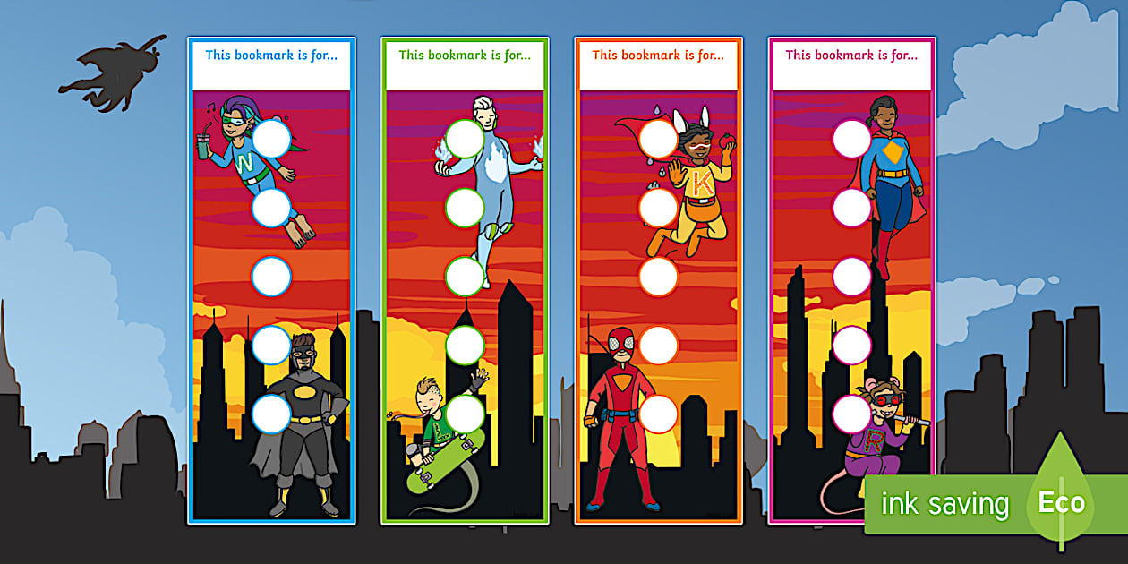 Editable Superhero Themed Reward Bookmarks 15mm - Twinkl
