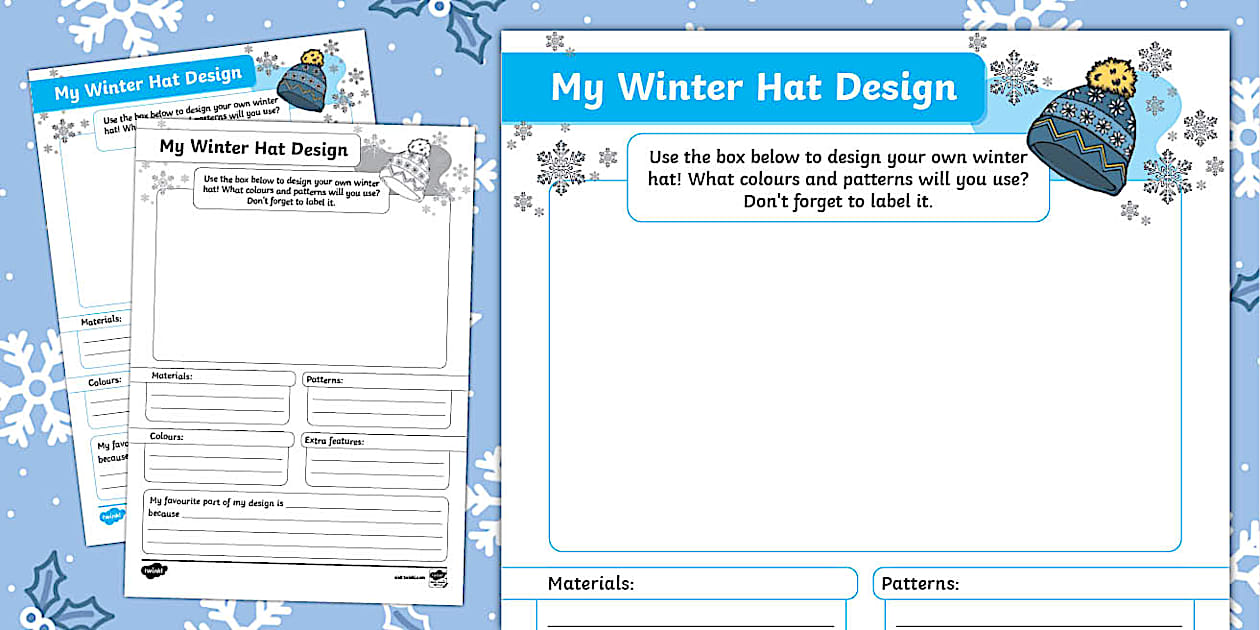 Design Your Own Winter Hat Worksheet (Teacher-Made) - Twinkl