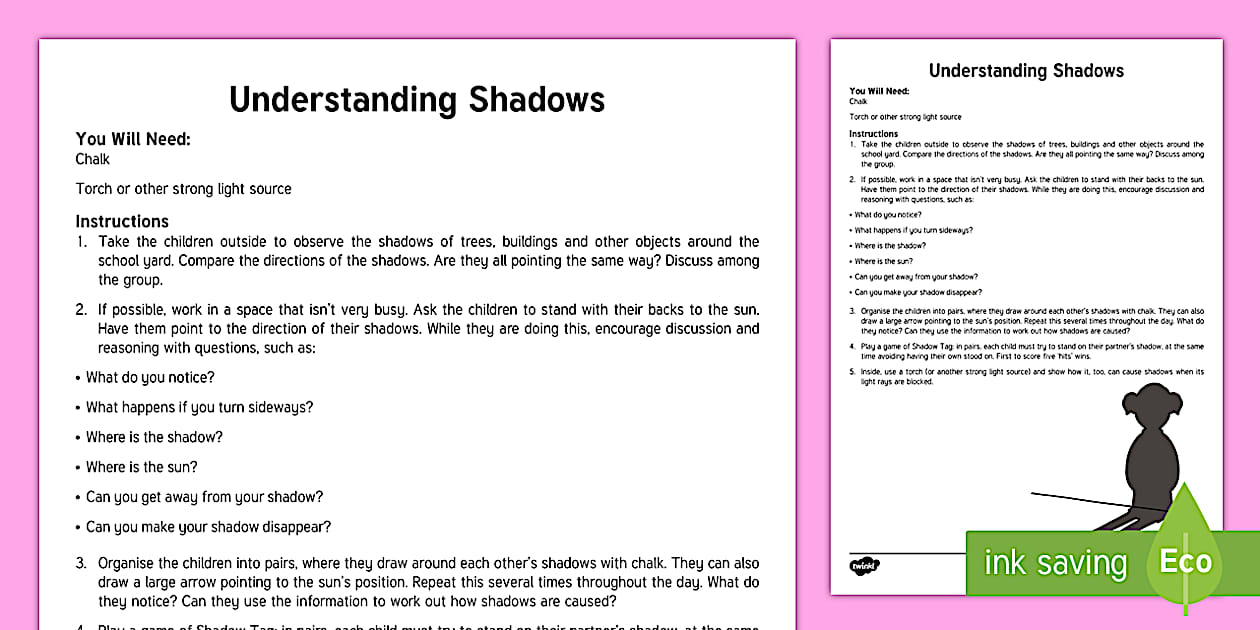 Understanding Shadows Activity (teacher made) - Twinkl