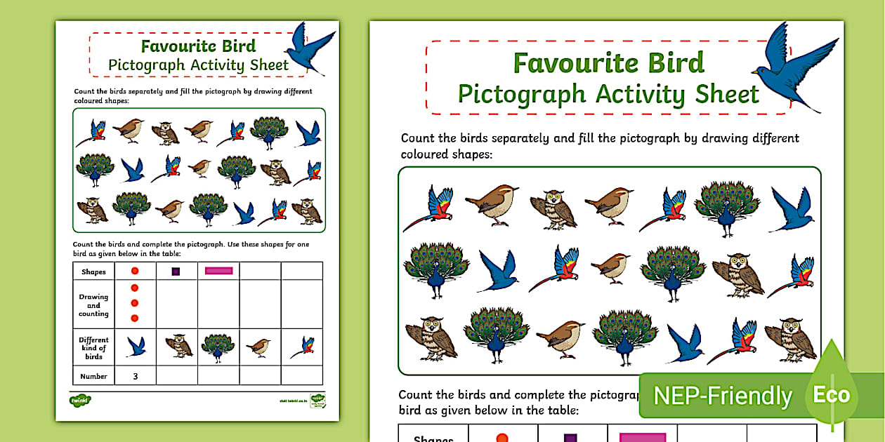 Favourite Bird Pictograph Activity Sheet