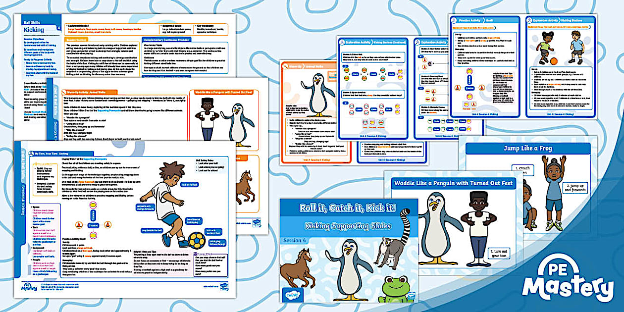 PE Mastery Year 1 Ball Skills Kicking Lesson Pack - Twinkl
