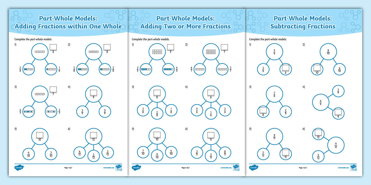 👉 Lks2 Part Whole Models Fractions Activity Sheets