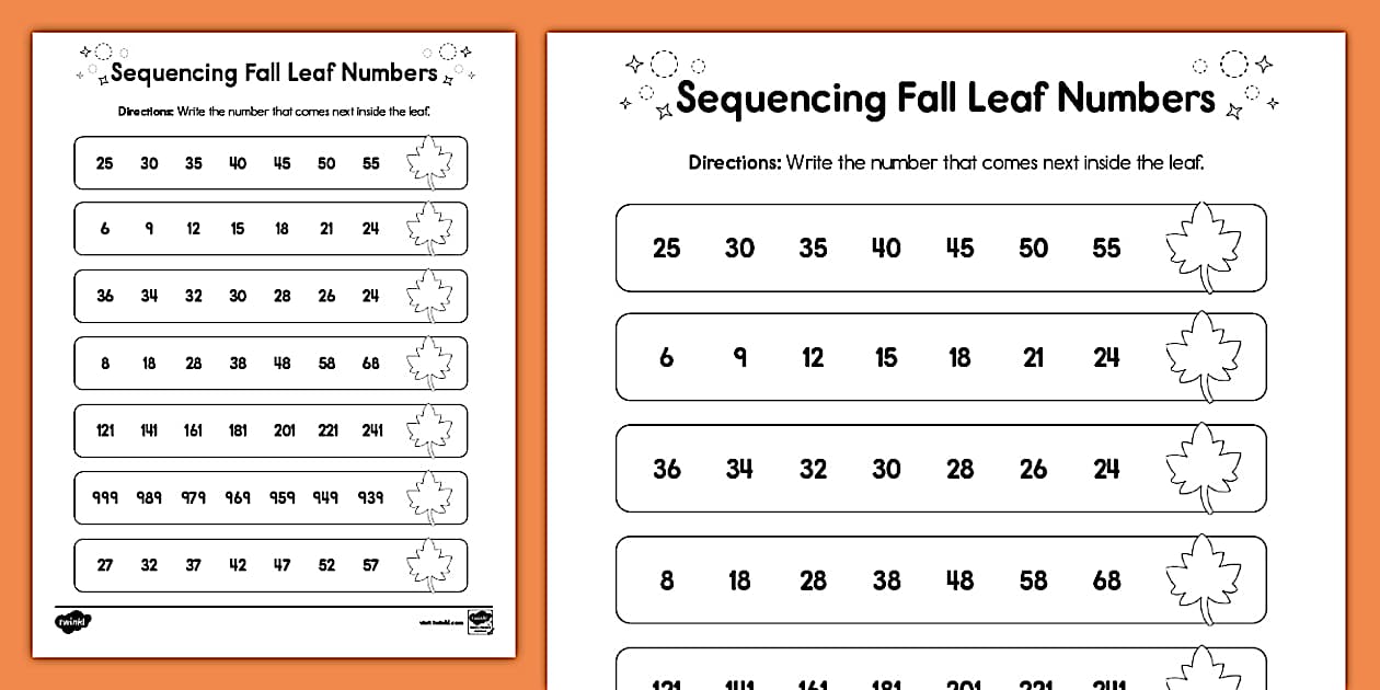 Second Grade Sequencing Fall Leaf Numbers (teacher made)