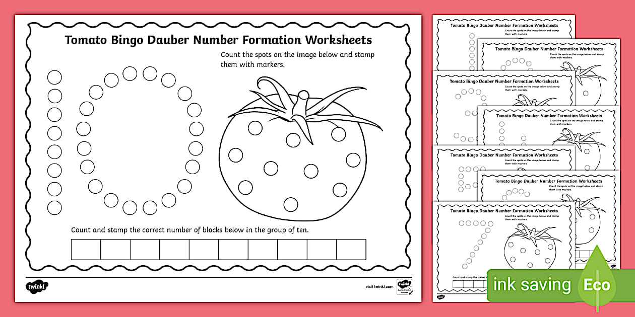 Tomato Bingo Dauber Number Formation Worksheets | Twinkl