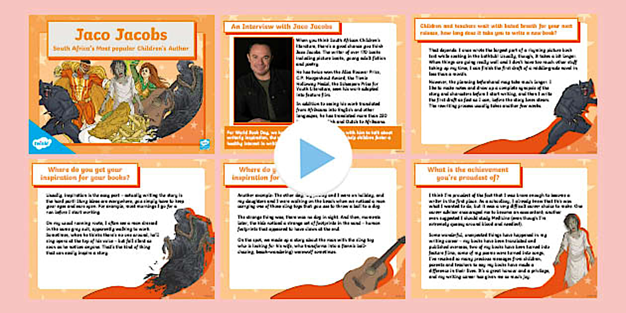 FREE! - An Interview with Jaco Jacobs PowerPoint | World Book Day