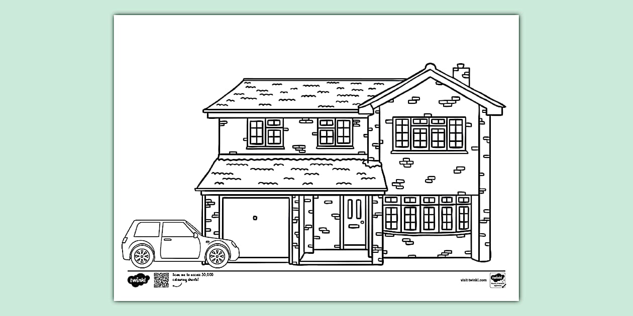 House Colouring Sheet (teacher made) - Twinkl