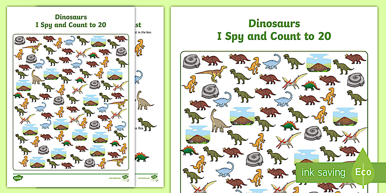 Dinosaurs I Spy and Count Activity to 20 (teacher made)