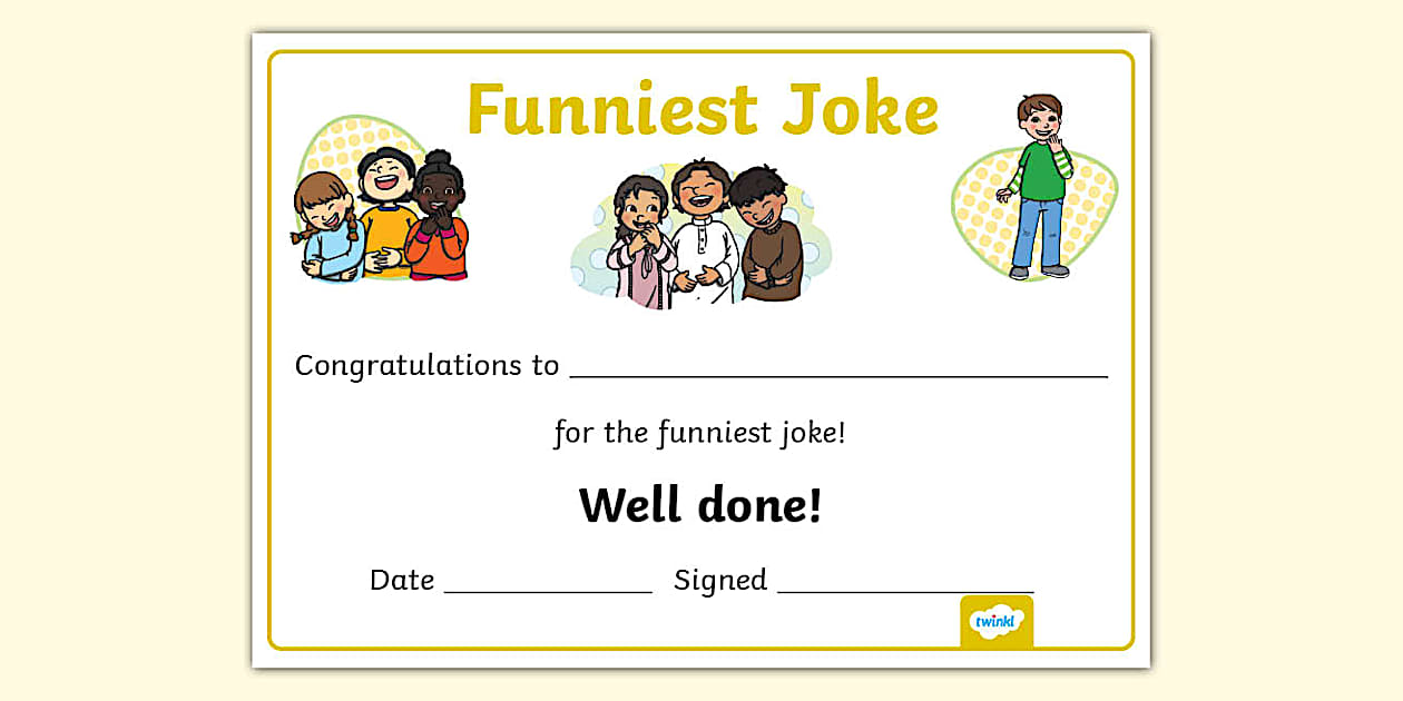 Funniest Joke Certificate (Teacher-Made) - Twinkl
