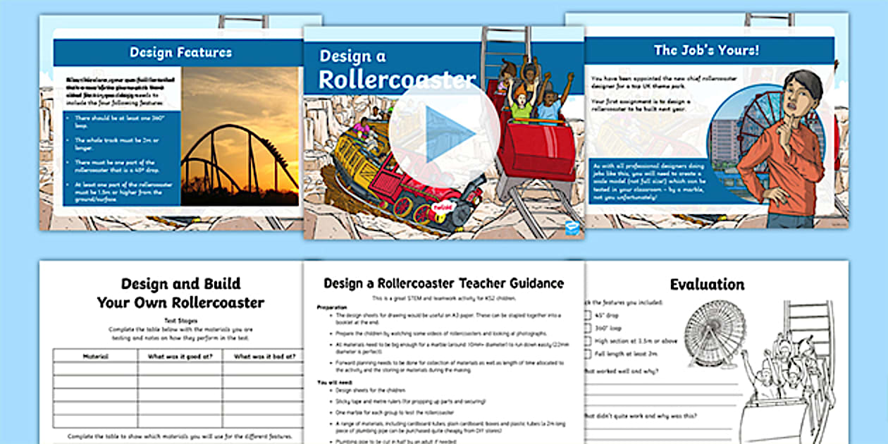 Editable KS2 STEM Design and Build Your Own Rollercoaster Resource Pack