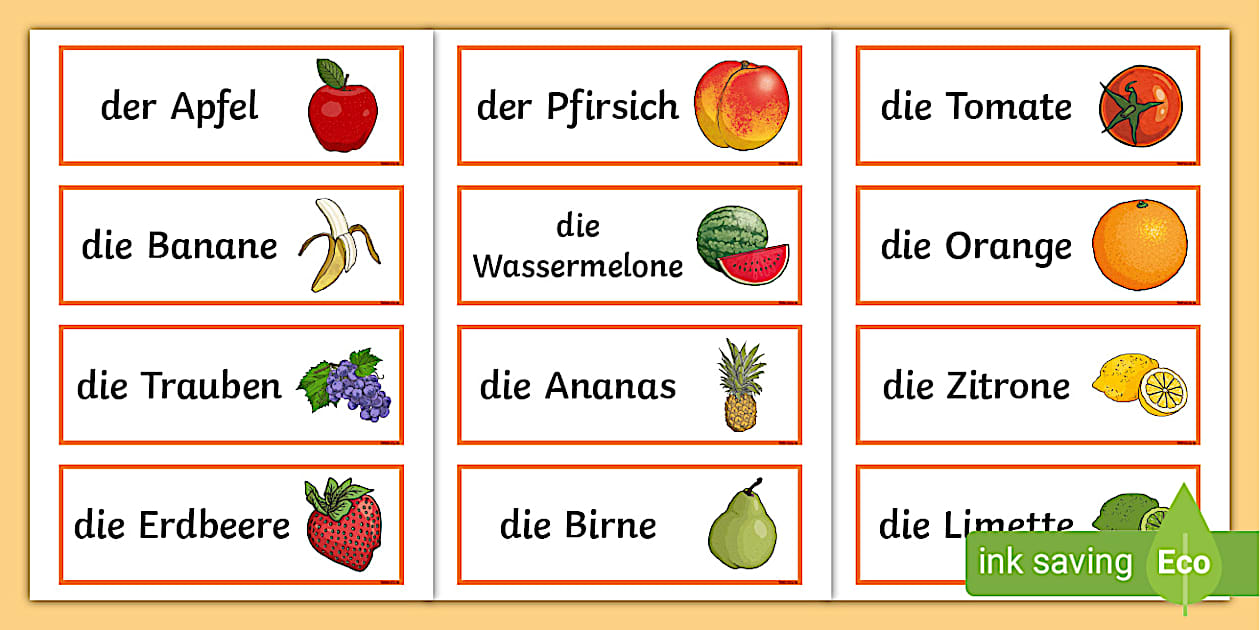 Obstsorten Wort- und Bildkarten (teacher made) - Twinkl