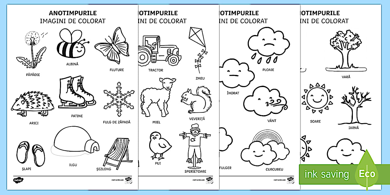Anotimpurile Pagini de colorat (teacher made) - Twinkl