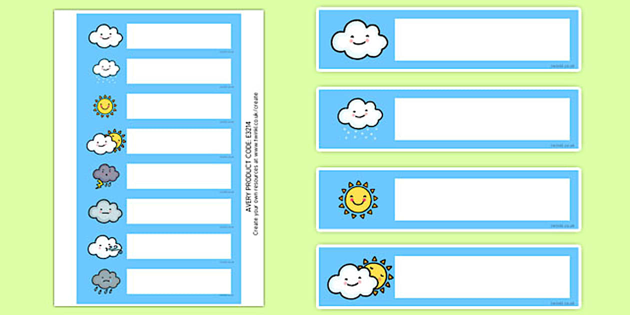 Weather Gratnells Tray Labels