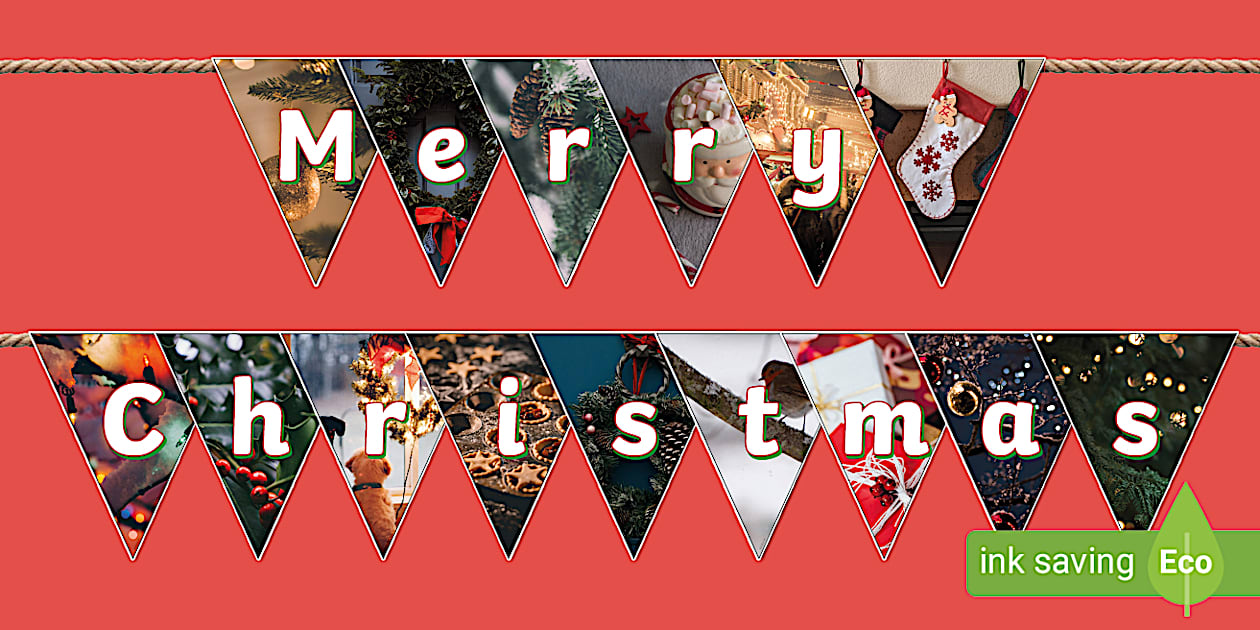 Merry Christmas Photo Bunting (teacher made) - Twinkl