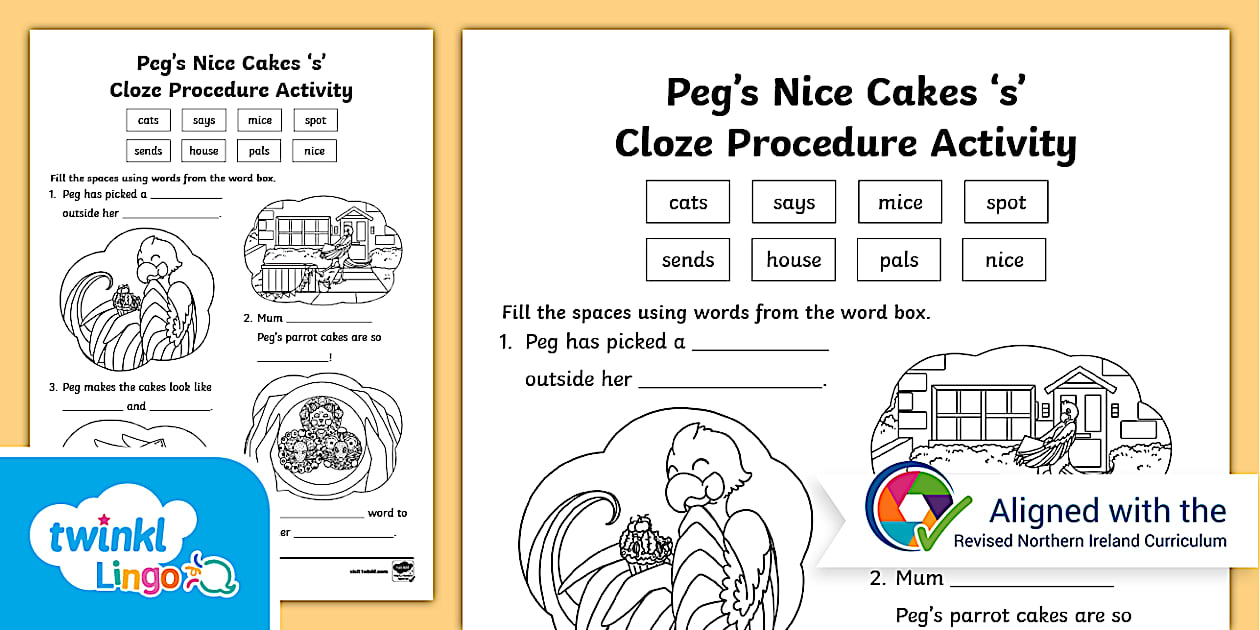 Peg's Nice Cakes 's' Cloze Procedure Activity (teacher made)